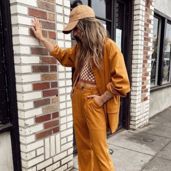 12th Tribe | Jackets & Coats | 2th Tribe Mustard Blazer And Pants Set ...
